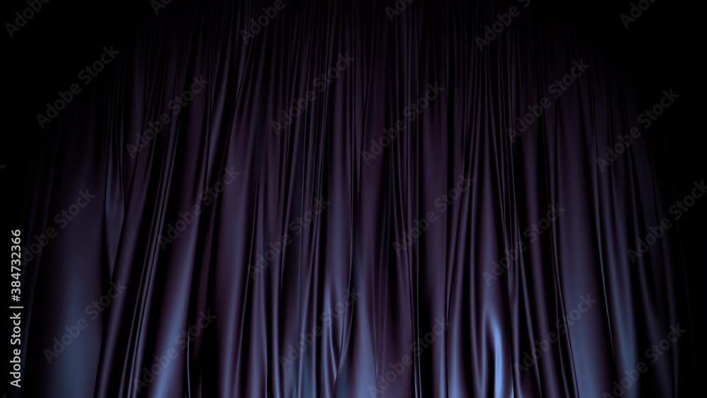 Realistic 3D animation of the dark transparent window curtains opening ...