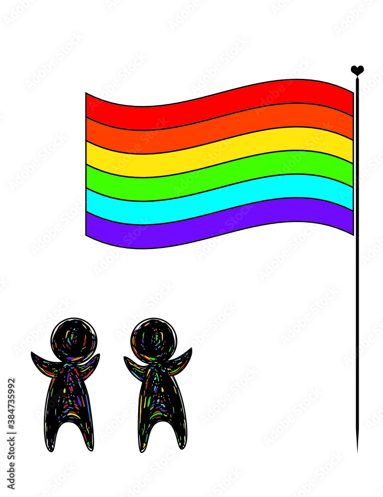 symbol of free choice, two little black men stand side by side under ...