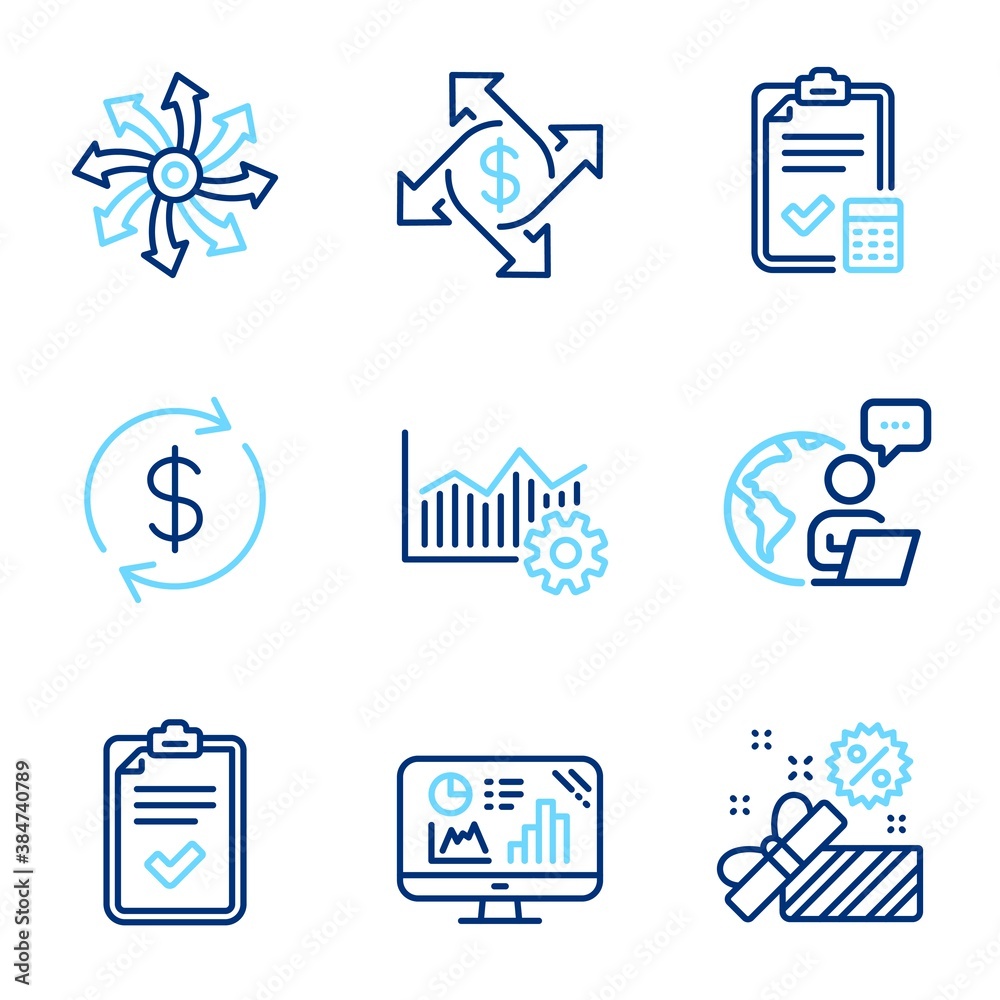 Finance icons set. Included icon as Sale, Checklist, Usd exchange signs ...