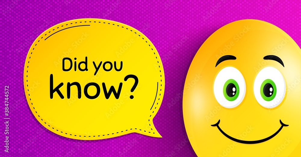 Did you know. Easter egg with smile face. Special offer question sign ...
