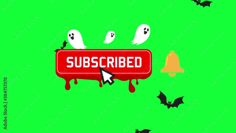 4K Halloween Subscribe button animation on Green screen. Mouse cursor ...