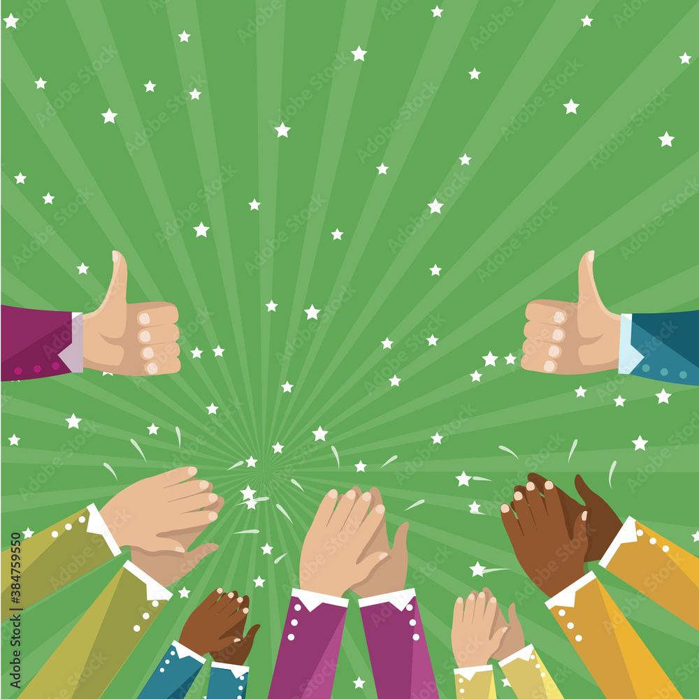 Human hands clapping isolated on green background. Party celebration ...