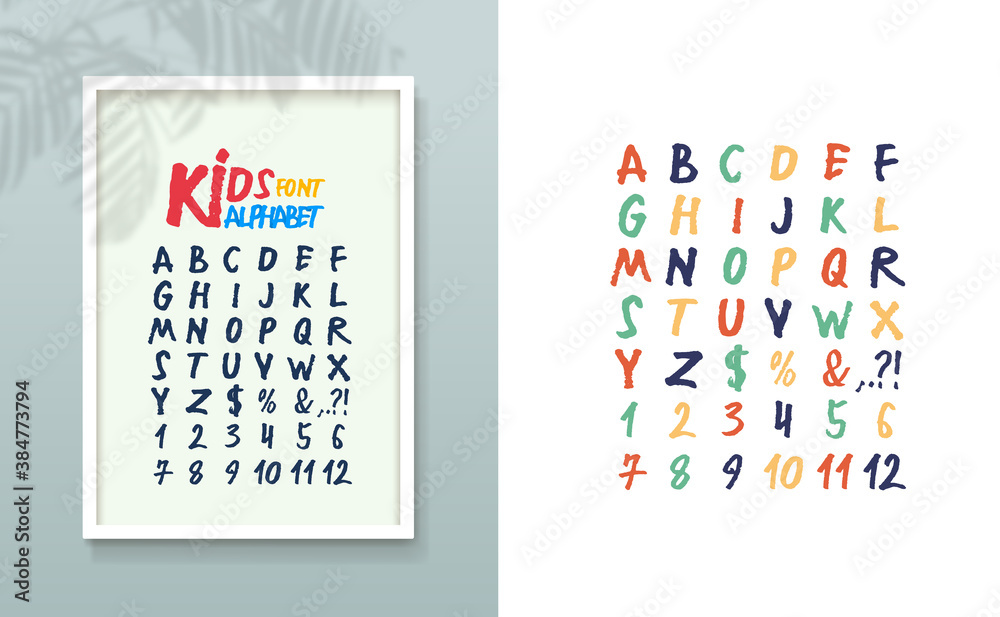 Set of ABC alphabet fancy letters children fun colorful and black ...