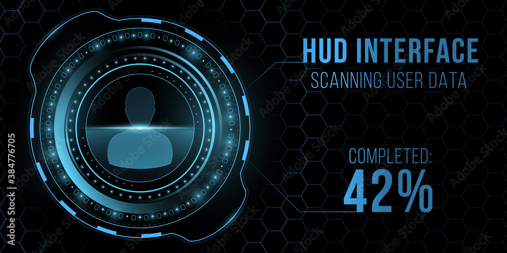 Modern futuristic user interface. Scanning human data. UI HUD display ...