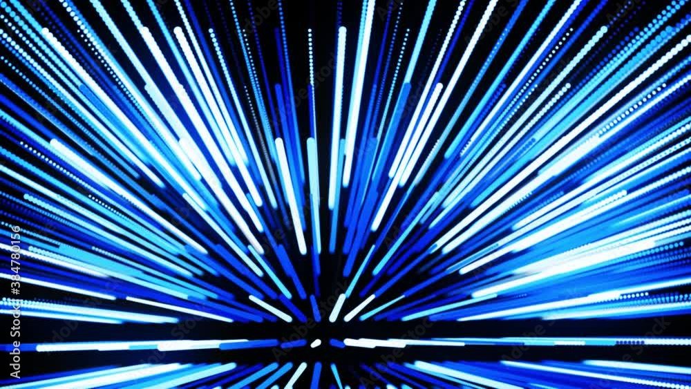 abstract 3d loop background with blue glow particles lined up in rows ...
