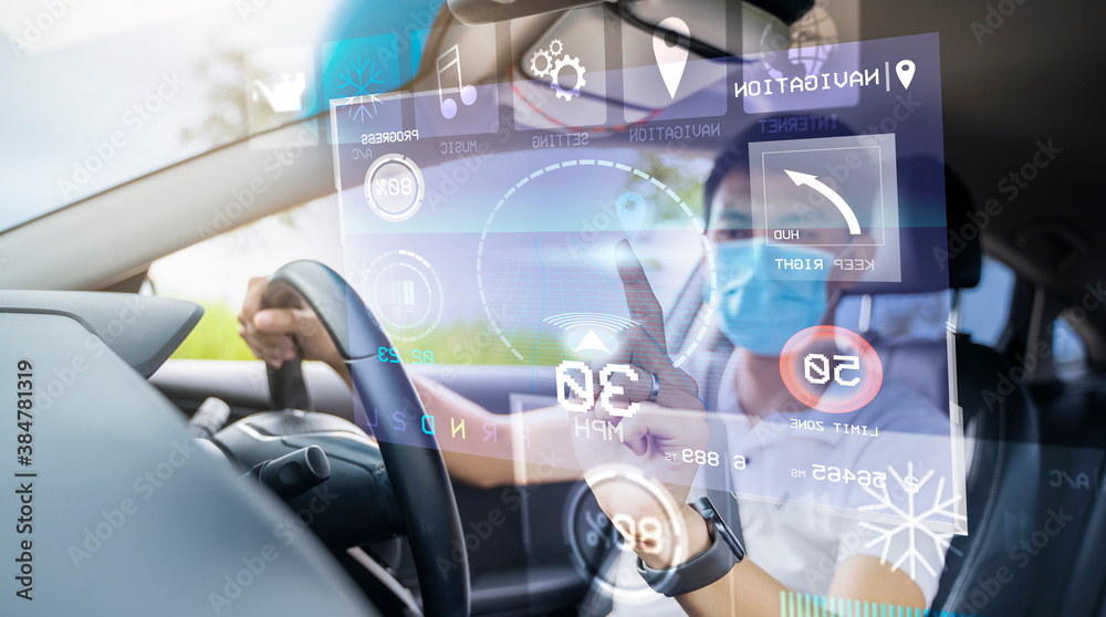 Foto de HUD Head Up Display and digital instruments panel autonomous ...