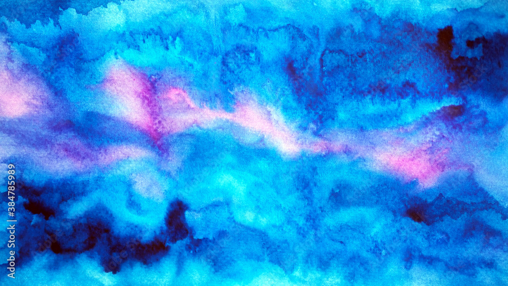 abstract blue sky cloud art watercolor painting illustration design ...