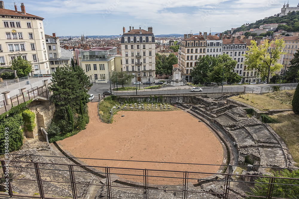 Roman Amphitheater of the Trois Gaules on the Croix-Rousse Hill built ...