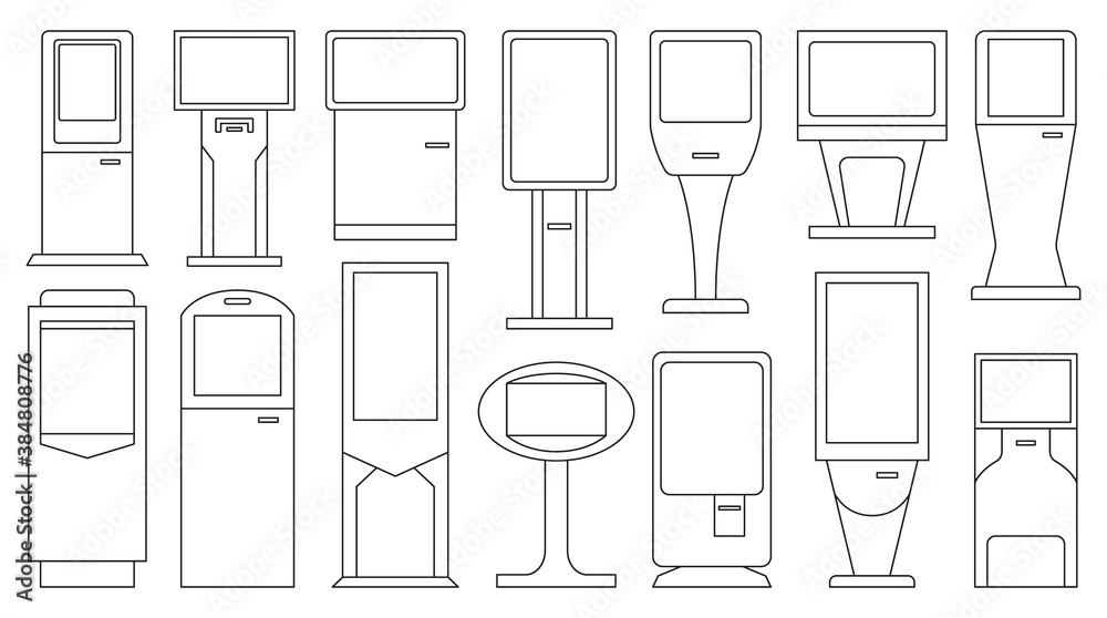 Terminal isolated outline set icon.Vector illustration illustration atm ...