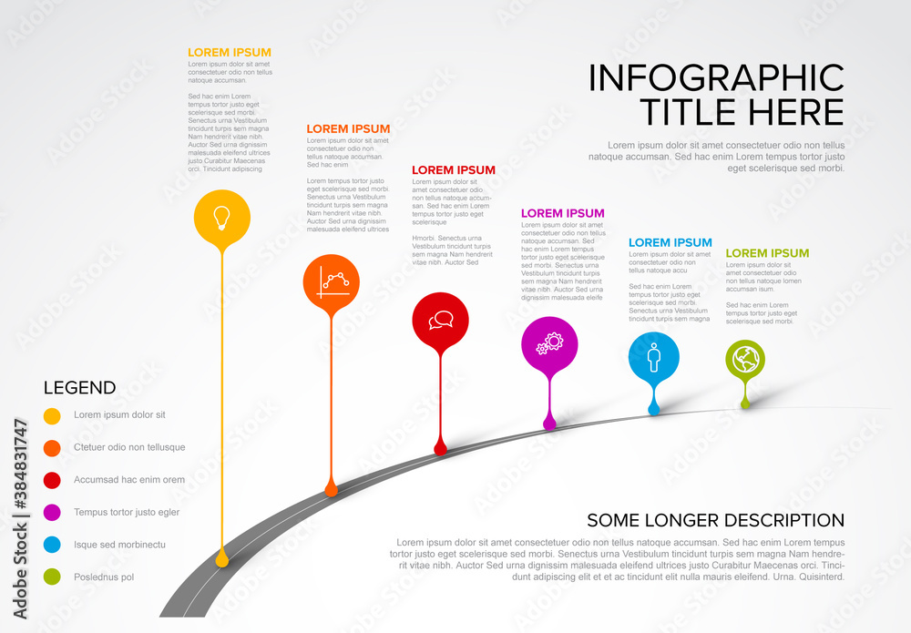 Infographic Road Timeline Template with Droplet Pointers Stock Template ...