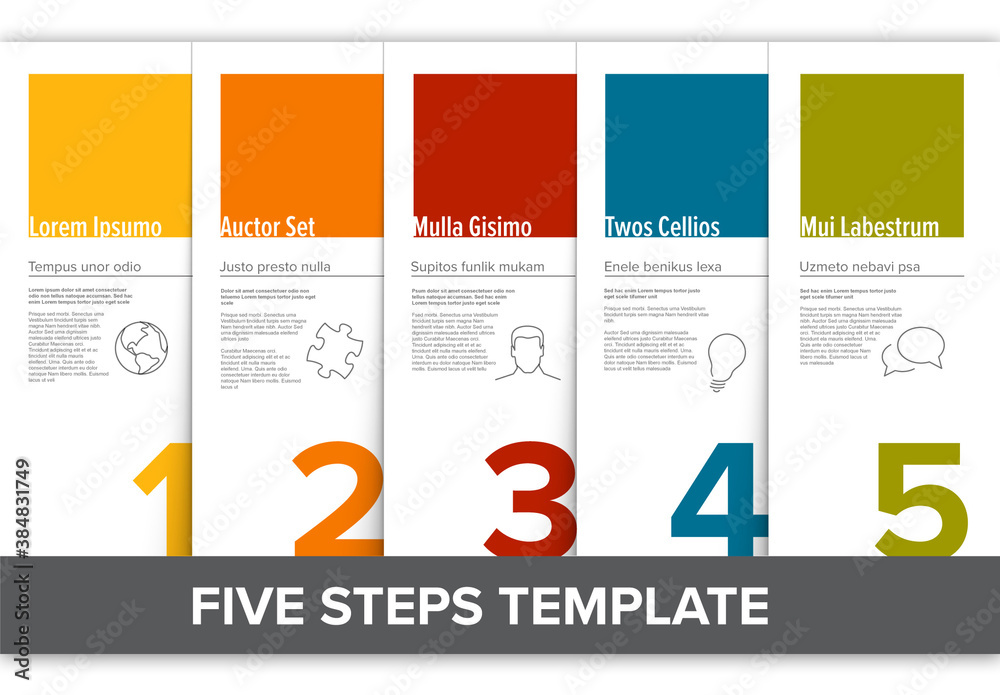 Five Simple Colorful Steps Process Infographic Layout Stock Template ...