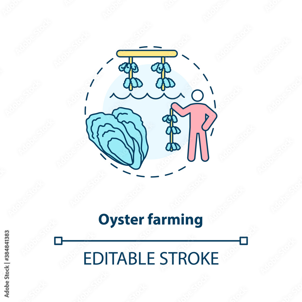 Oyster farming concept icon. Luxury seafoods growing. Healthy organic ...