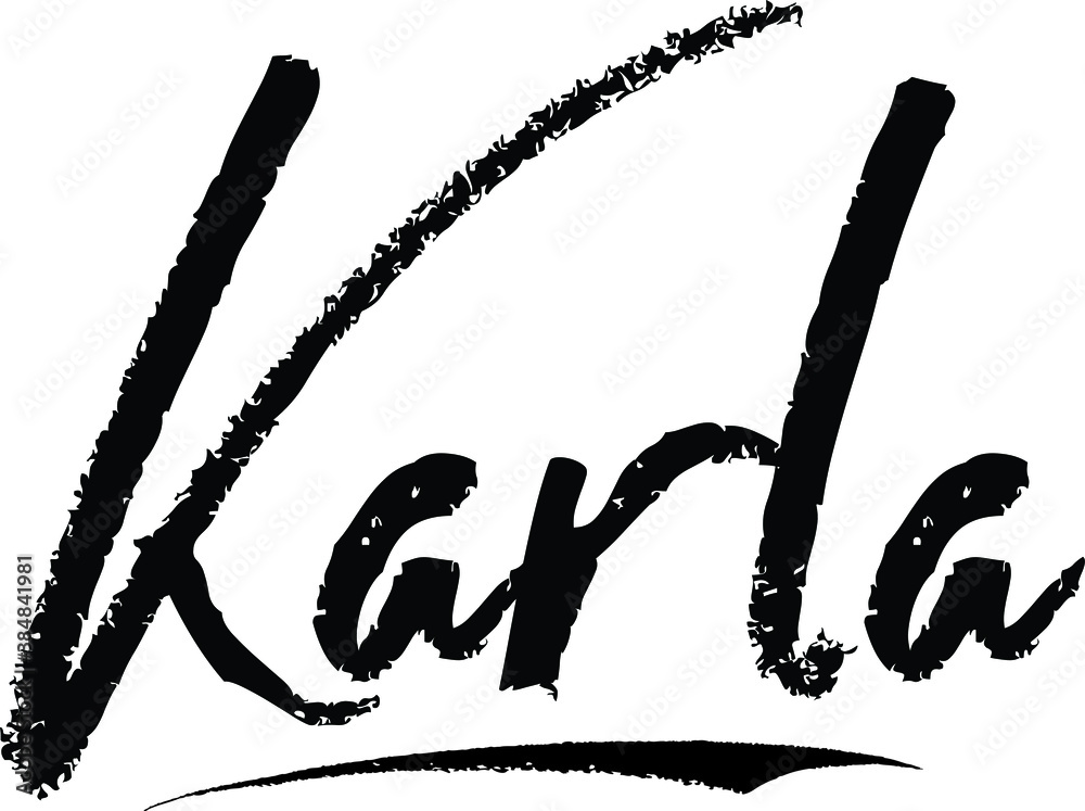 Karla-Female name Modern Brush Calligraphy on White Background vector ...