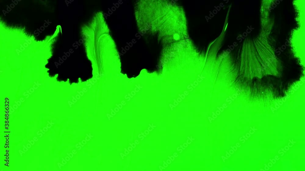 Set of abstract artistic ink splatters, droplets falling and spreading ...