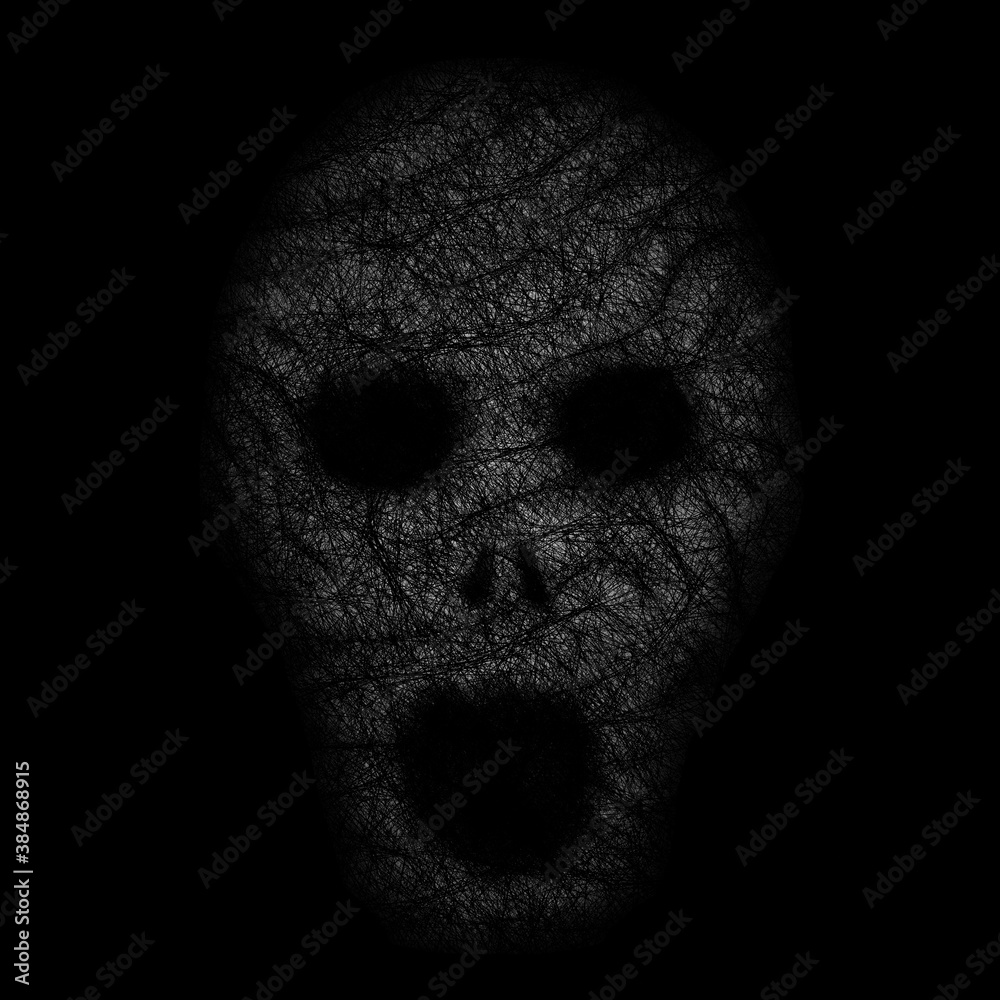 Zombie or alien head with open mouth, digital painting, concept for ...