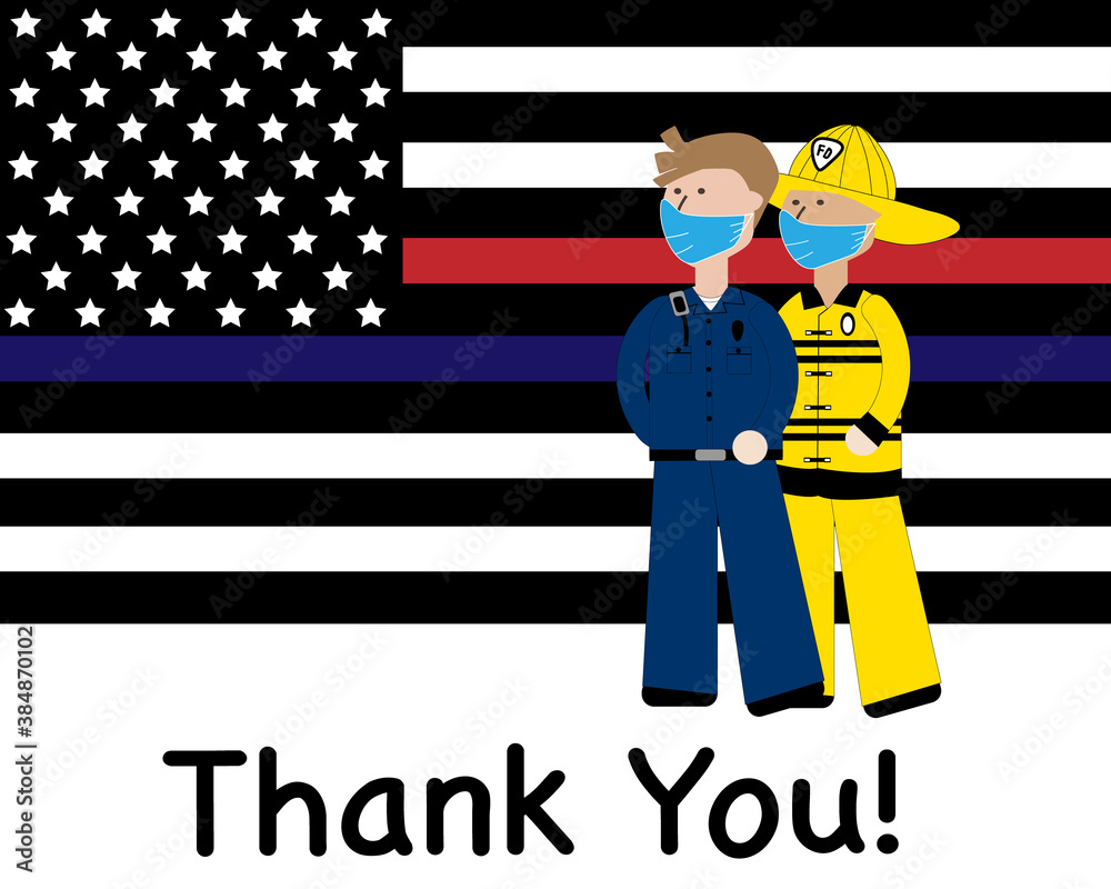 Thank You To Our Police And Fire Fighters Stock Illustration | Adobe Stock