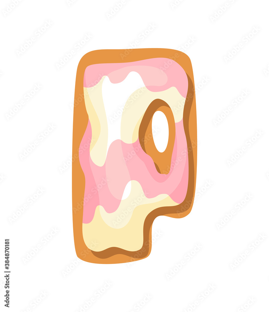 Cartoon cookies font. Confectioners stylized capital letter P. Vector ...