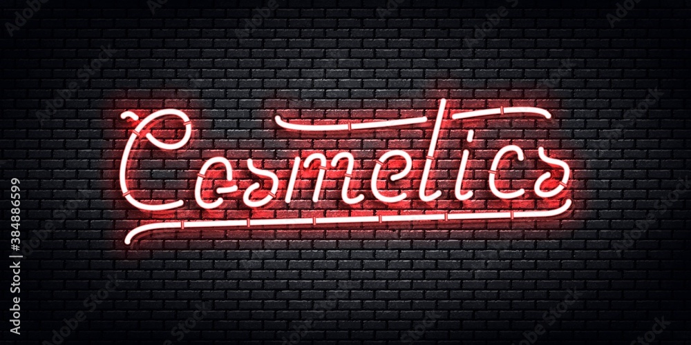 Vector realistic isolated neon sign of Cosmetics logo for template ...