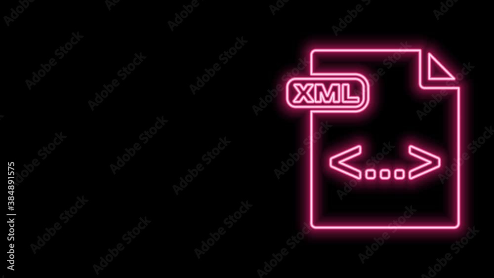 Glowing neon line XML file document. Download xml button icon isolated ...