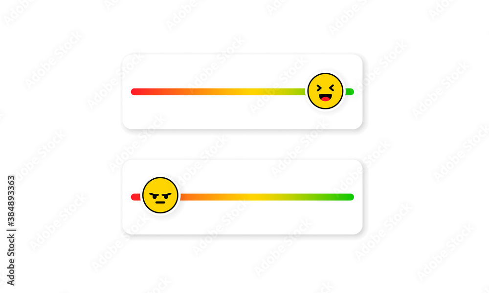 Set of slider emoji for social media. Slider rating flat. Happy, sad ...