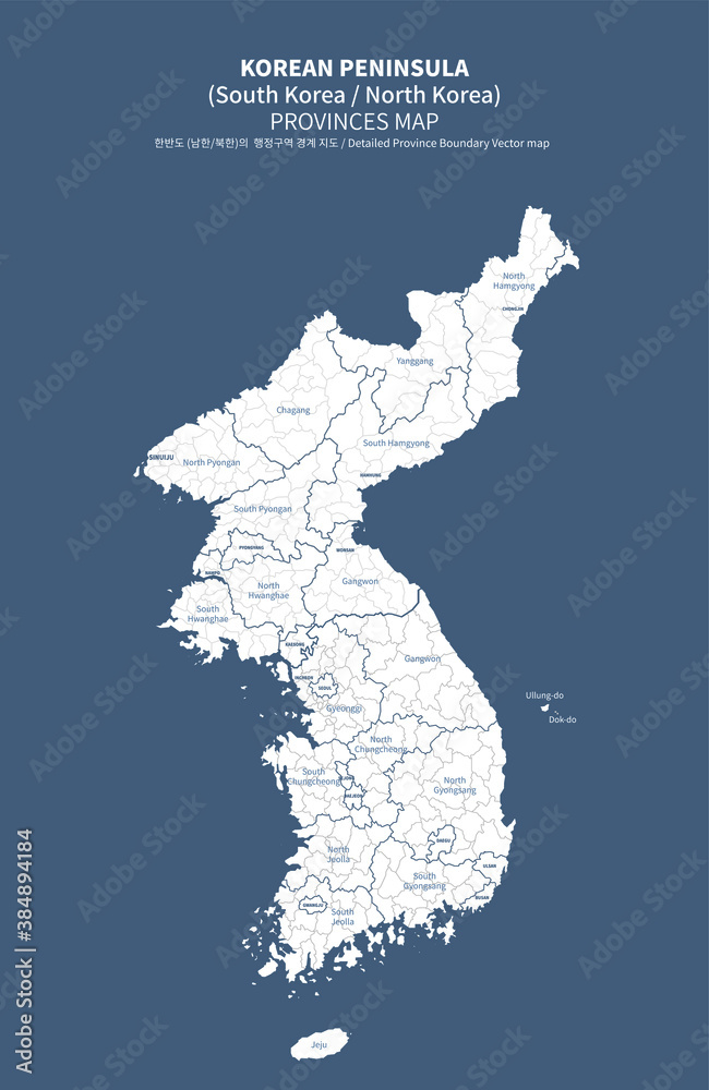 Detailed vector korea map. korean peninsula line map. Stock Vector | Adobe Stock