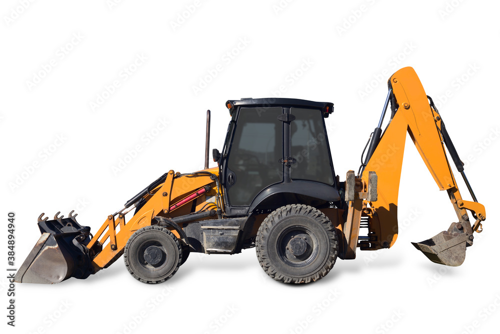 excavator backhoe isolated construction digger on white background ...
