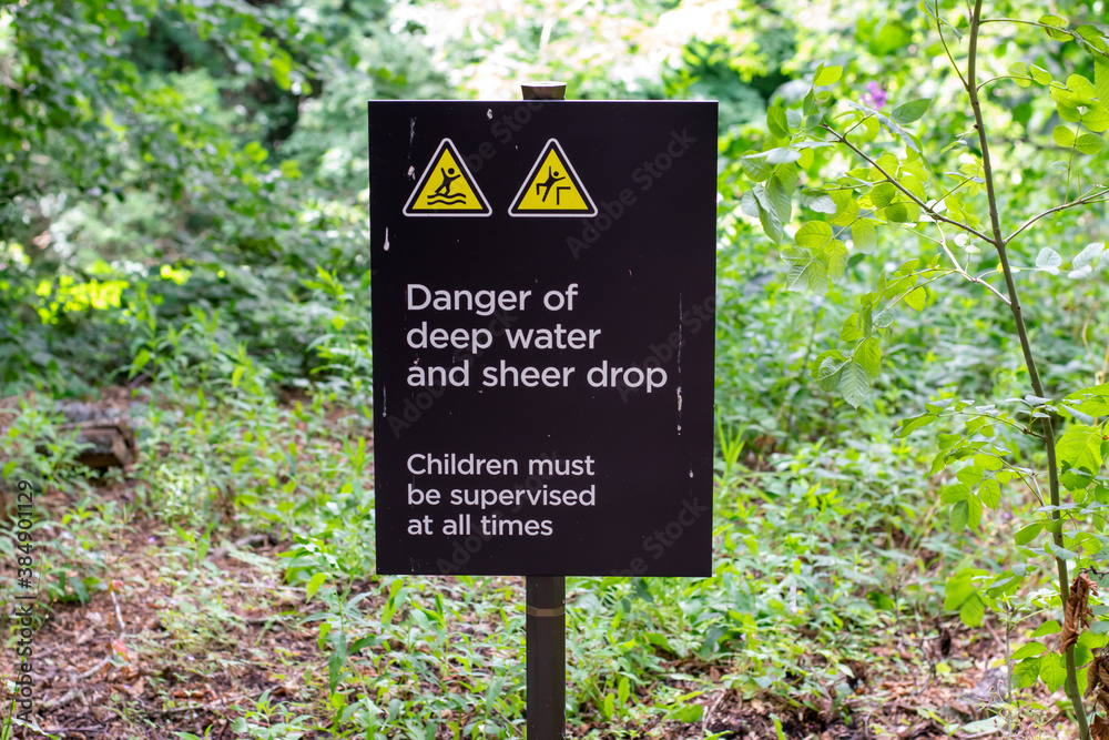 danger of deep water and sheer drop children must be supervised at all ...