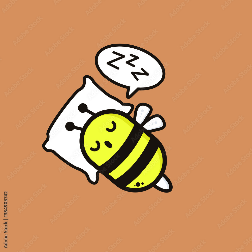 Cute bee sleep vector illustration Stock Vector | Adobe Stock
