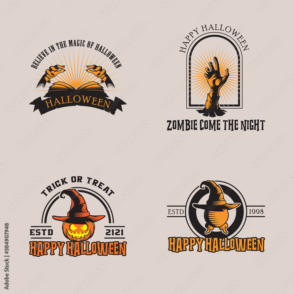 Halloween logo design inspiration, vector collection of halloween ...