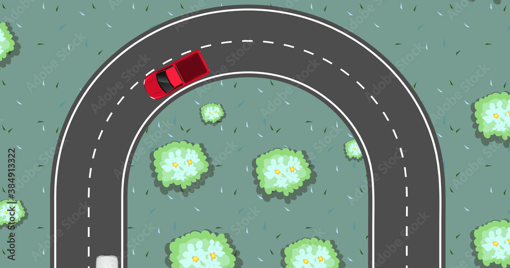 Highway road with out traffic jam. moving car on highway road. 2d ...