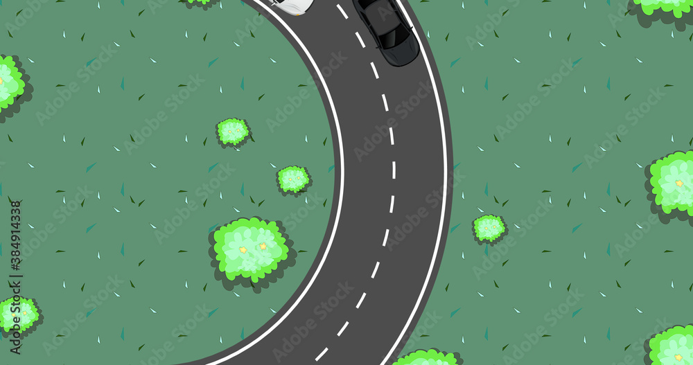 Highway road with out traffic jam. moving car on highway road. 2d ...