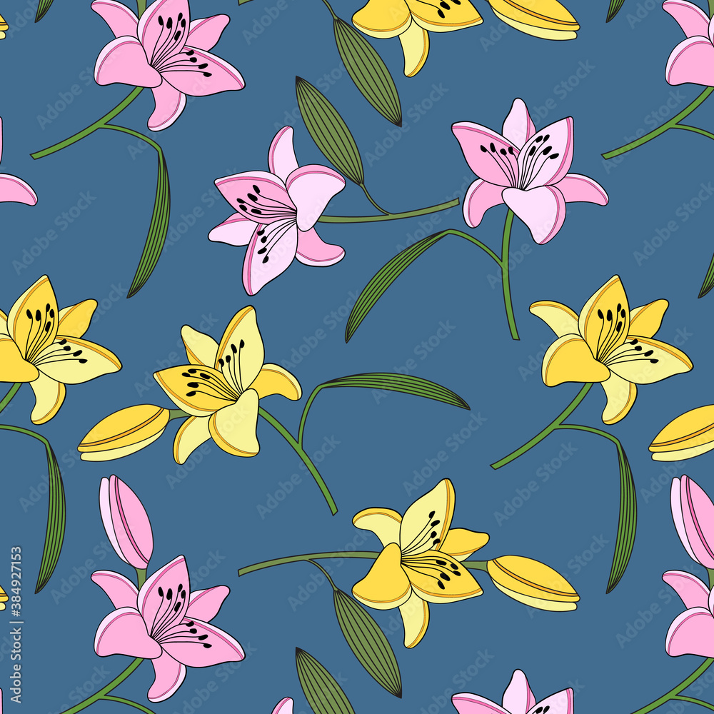 Seamless lily pattern background, Pattern background with lily flower ...