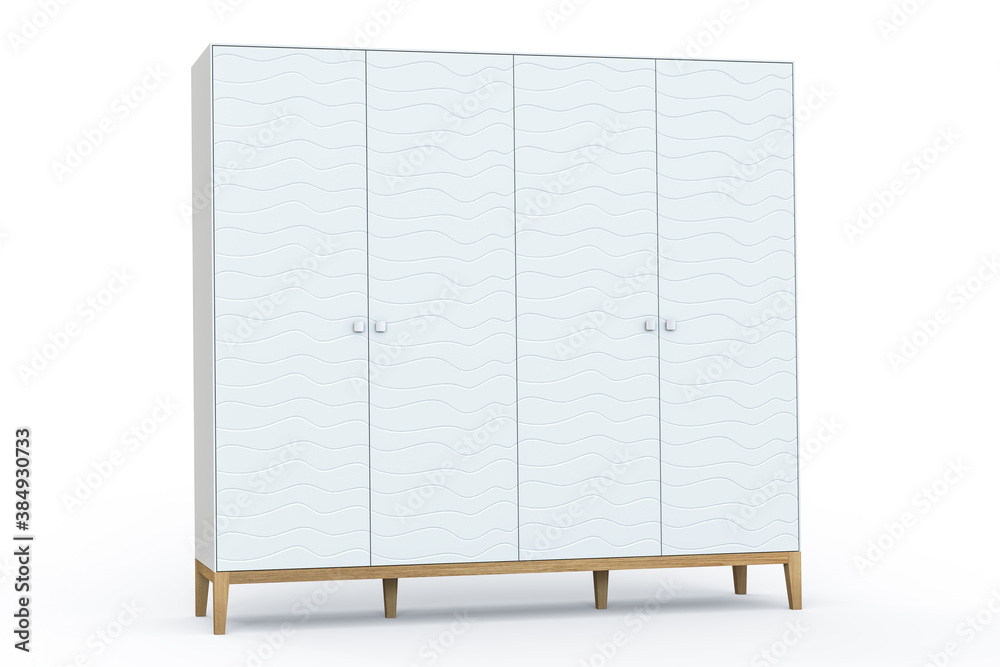 3D illustration. White modern design wardrobe isolated on white ...
