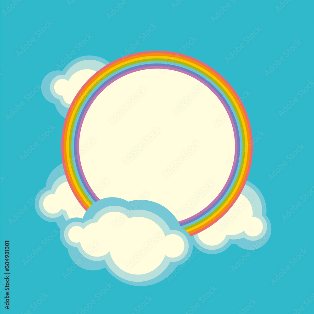 Blue sky, clouds and rainbow frame template Stock Vector | Adobe Stock