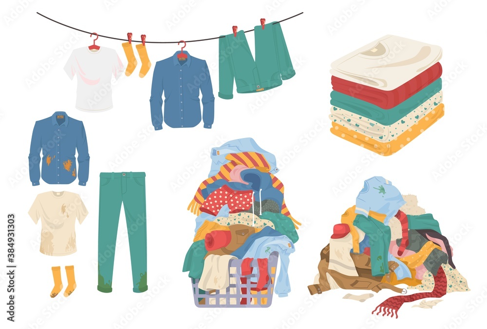 Laundry Set Flat Vector Illustration Isolated On White Background laundry-set-flat-vector-illustration-isolated-on-white-background