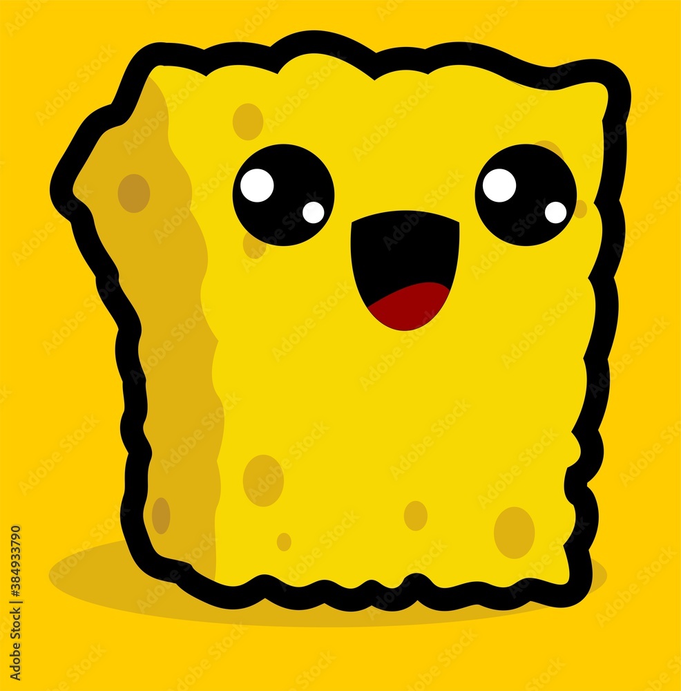 sponge cartoon illustration cute funny happy Stock Illustration | Adobe ...