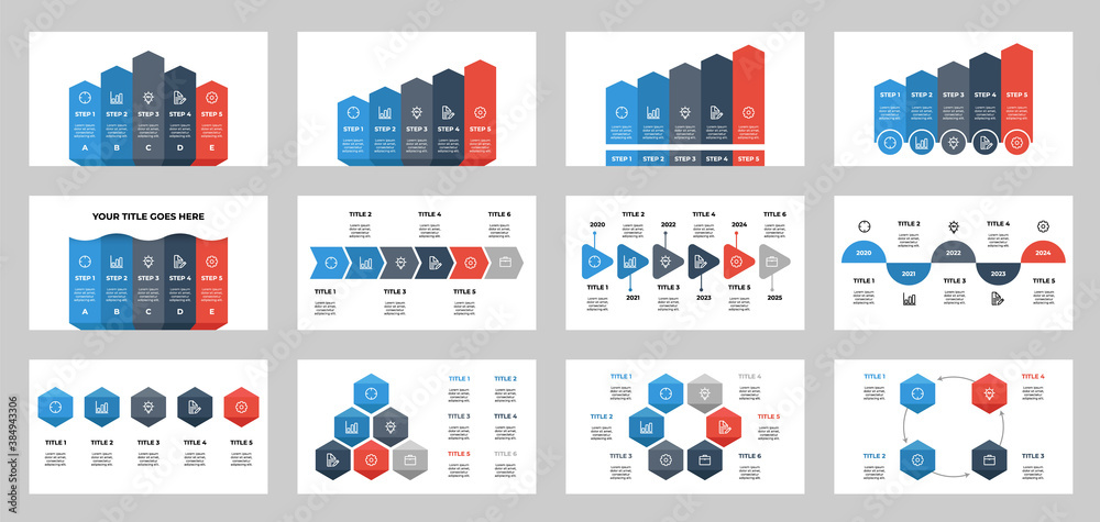 infographic elements bundle, set of data visualization, steps, options ...