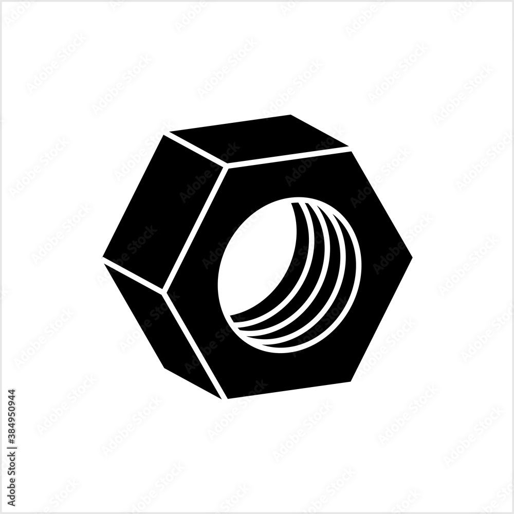 Hexagon Nut Icon, Threaded Hole Fastener Icon Stock Vector | Adobe Stock
