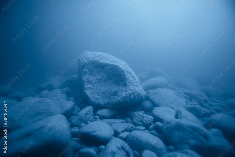 landscape diving in cenote, underwater fog hydrogen sulfide, extreme ...