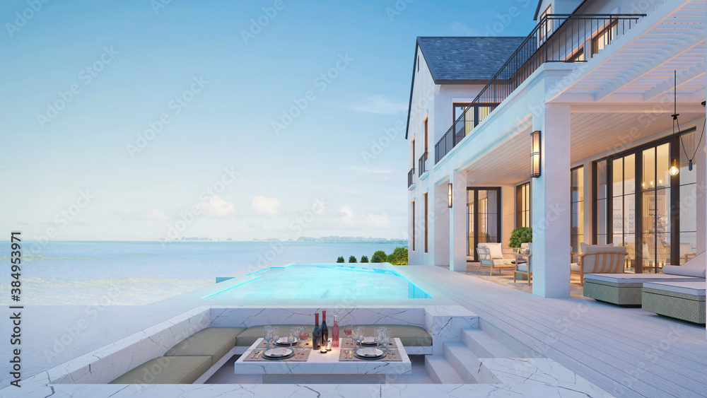Luxury beach house with sea view swimming pool and terrace at vacation ...