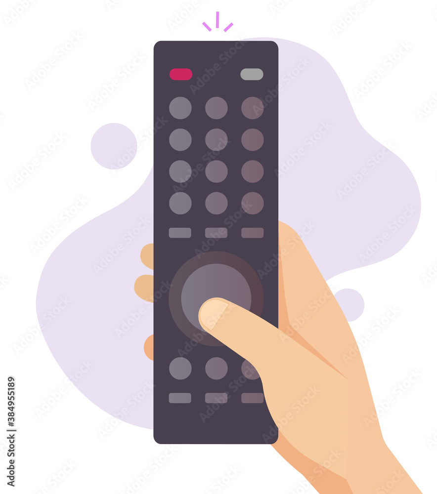Remote control for tv vector flat cartoon in person hand holding ...