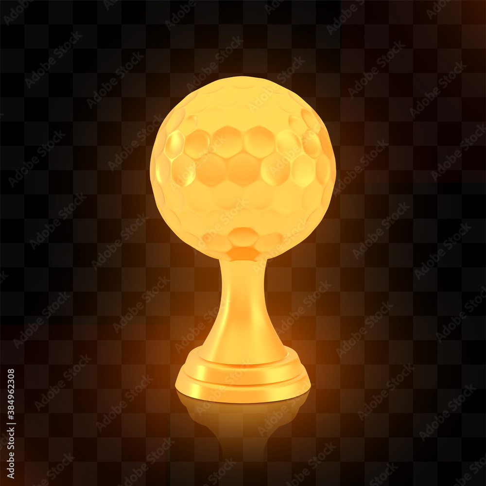 Winner golf cup award, golden trophy logo isolated on black transparent ...