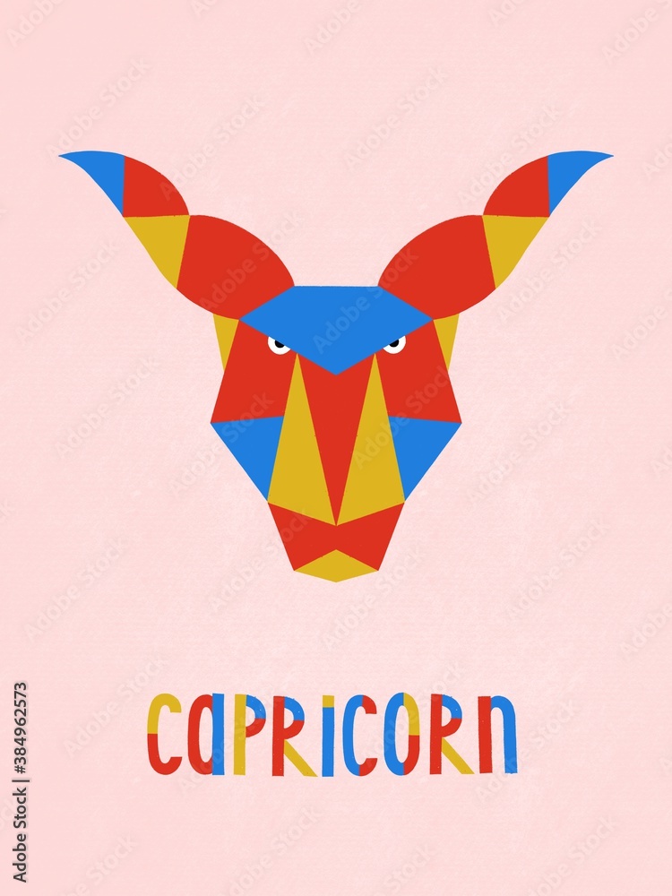 Capricorn zodiac sign. Magic characters. Hand drawn abstract graphic ...