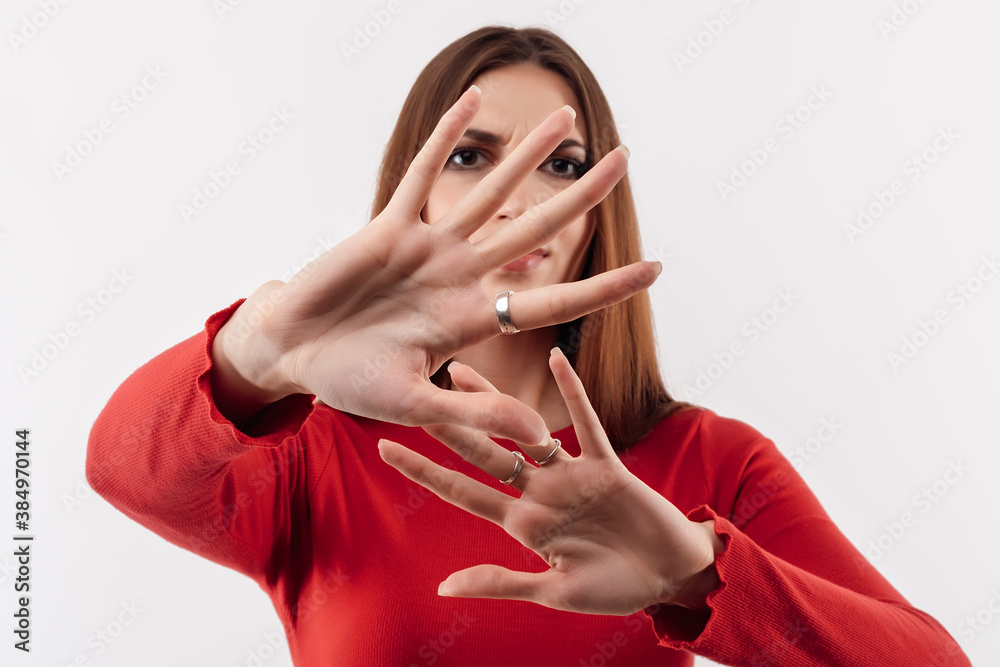 Image of dissatisfied girl doing disgust face because aversion reaction ...