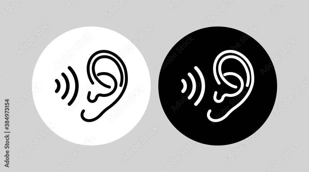 ear icon line. Hearing, listen symbol isolated . Vector illustration ...