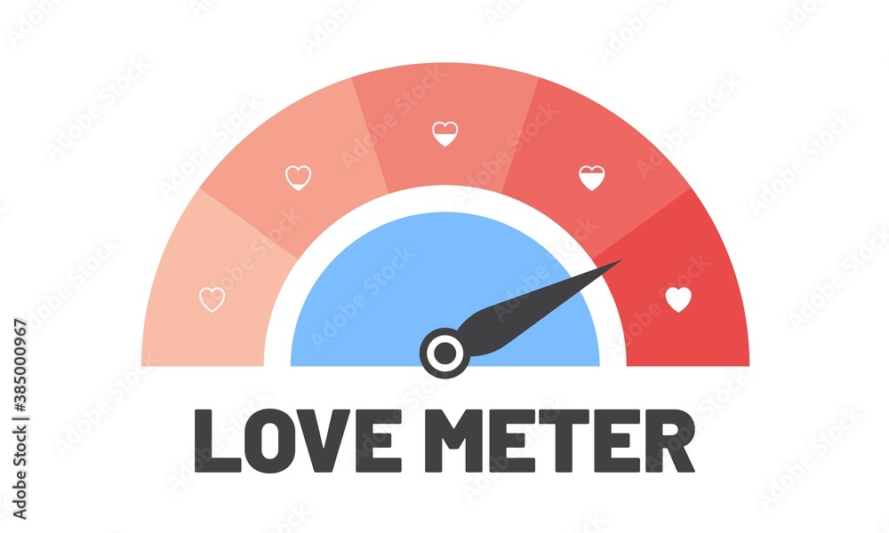 Love meter for Valentine's Day or wedding card. Indicator with heart ...