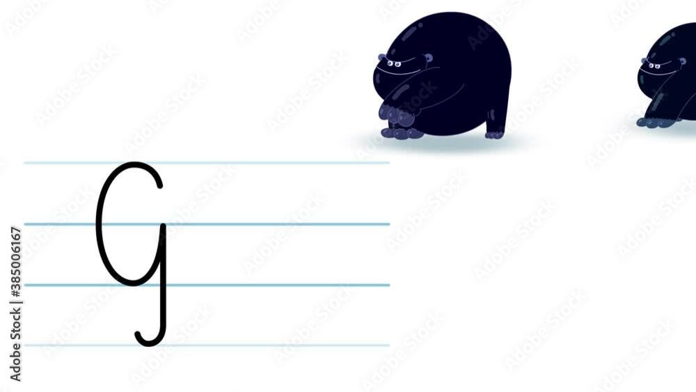 G letter writing like gorilla cartoon animation. Handwriting ...