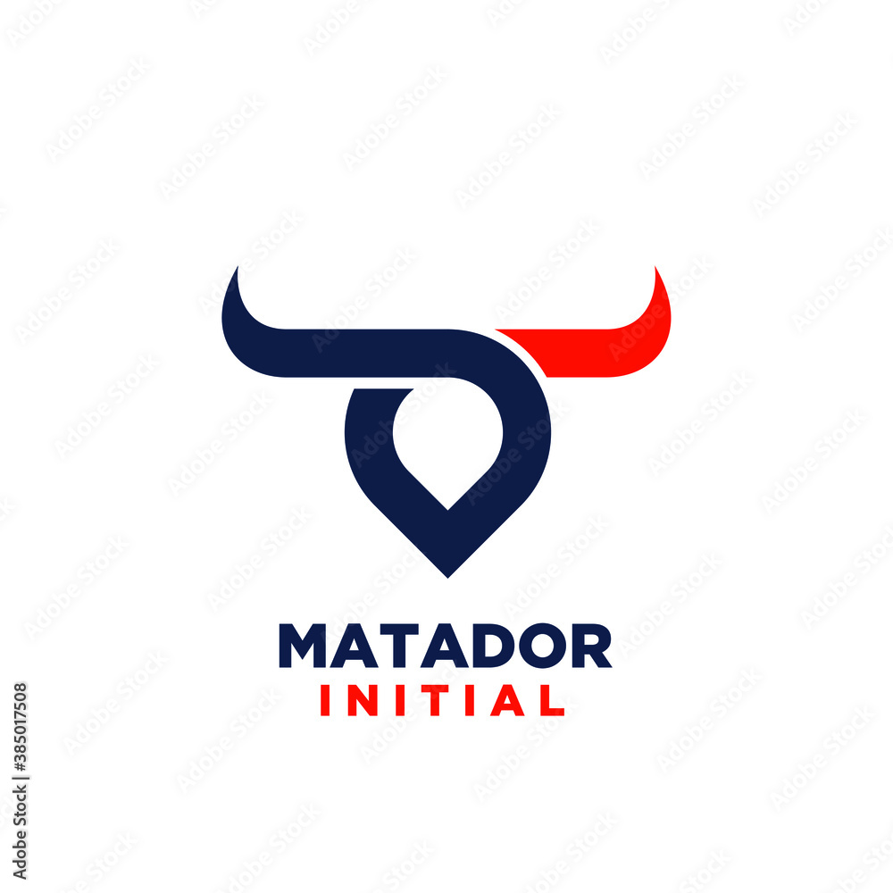 matador bull horn head logo icon design vector illustration white ...