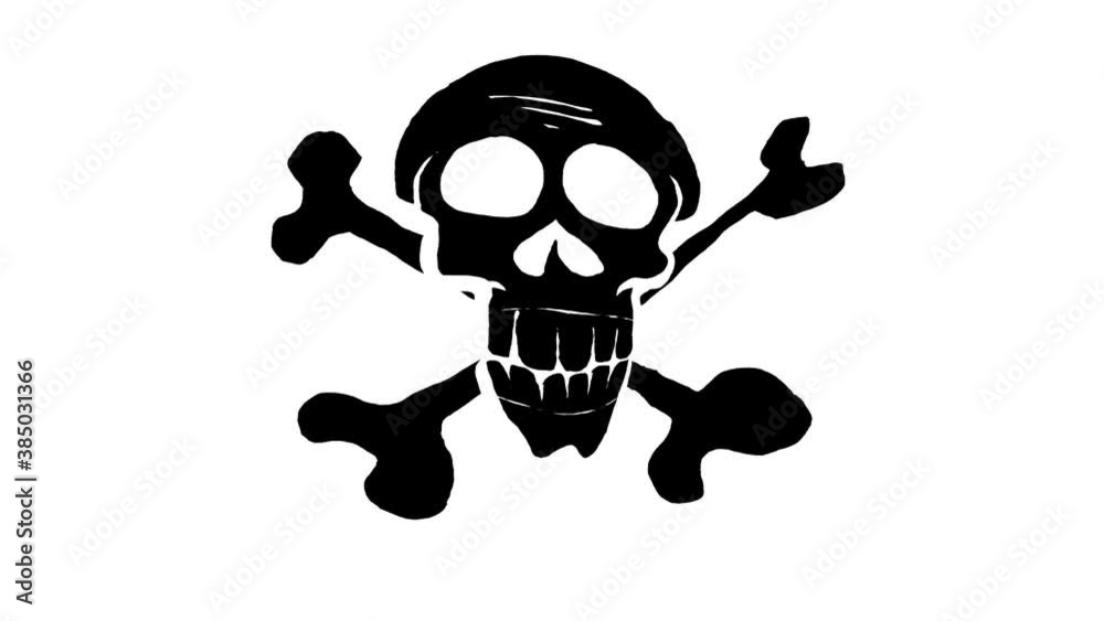 FLOATING PIRATE FLAG Waving pirate flag animation.HD 1080.Seamless loop ...