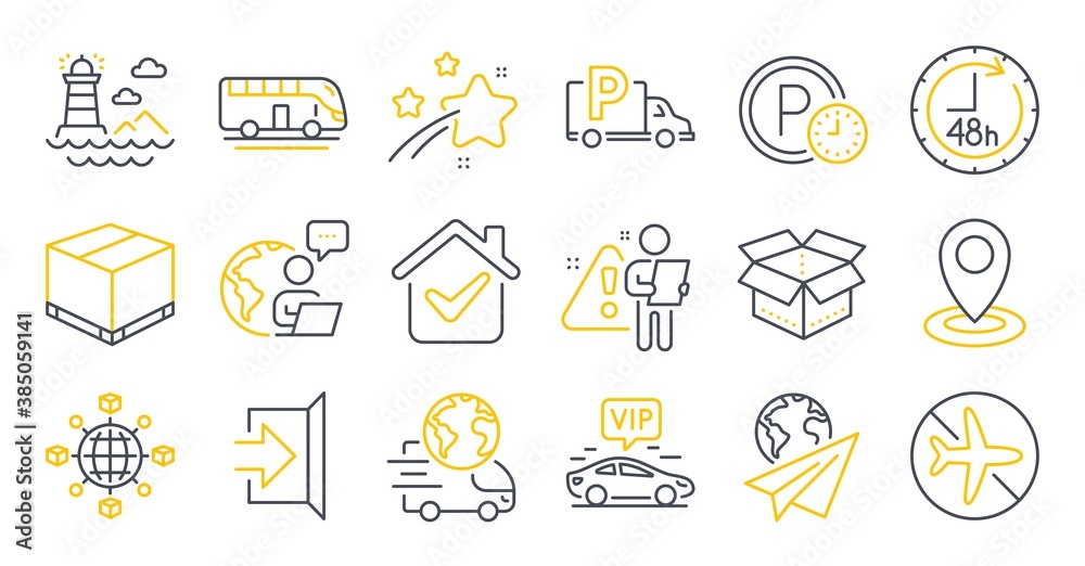 Set of Transportation icons, such as Delivery box, Logistics network ...